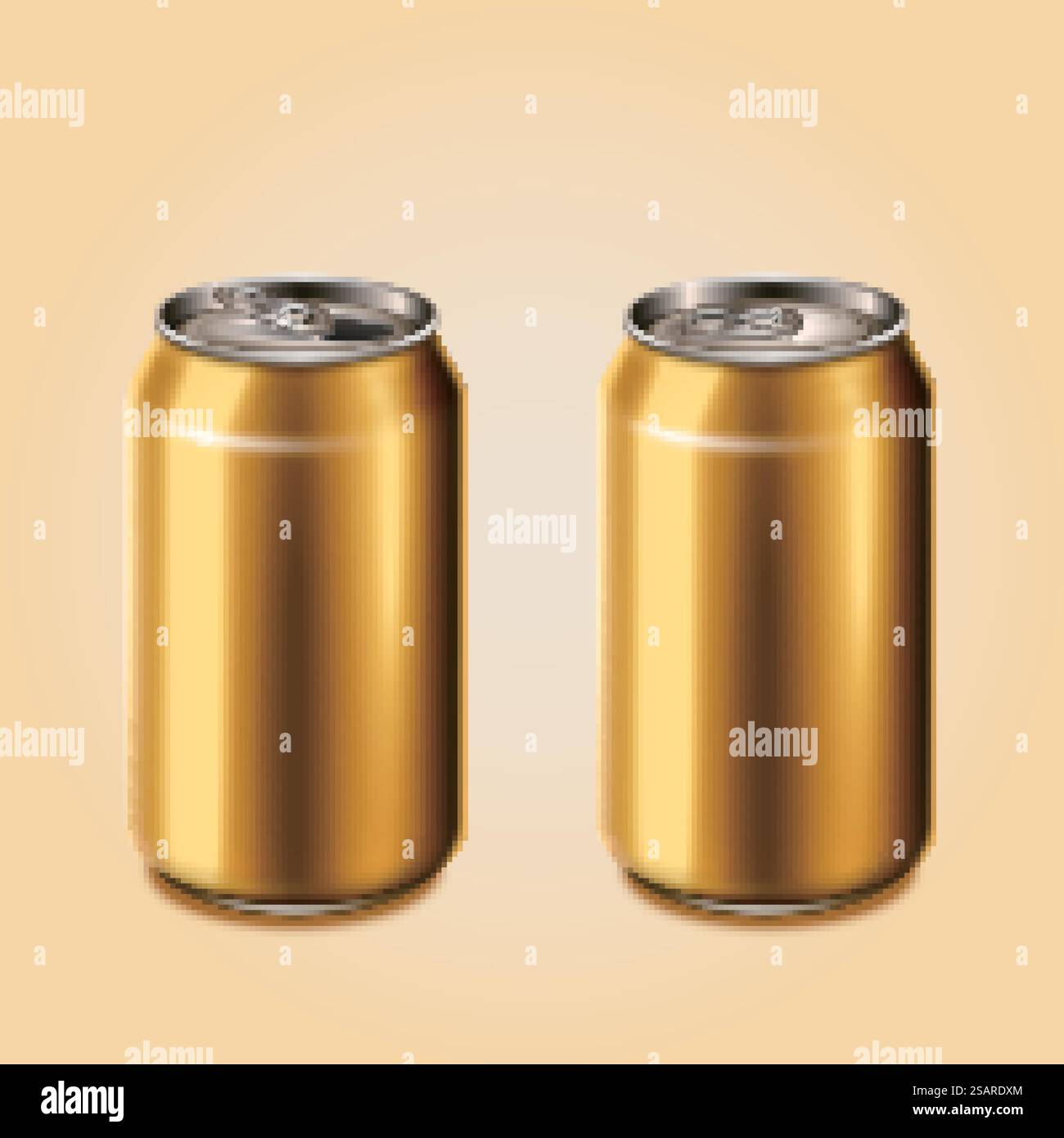 Golden color aluminum can mockup in 3d illustration. 3d illustration ...