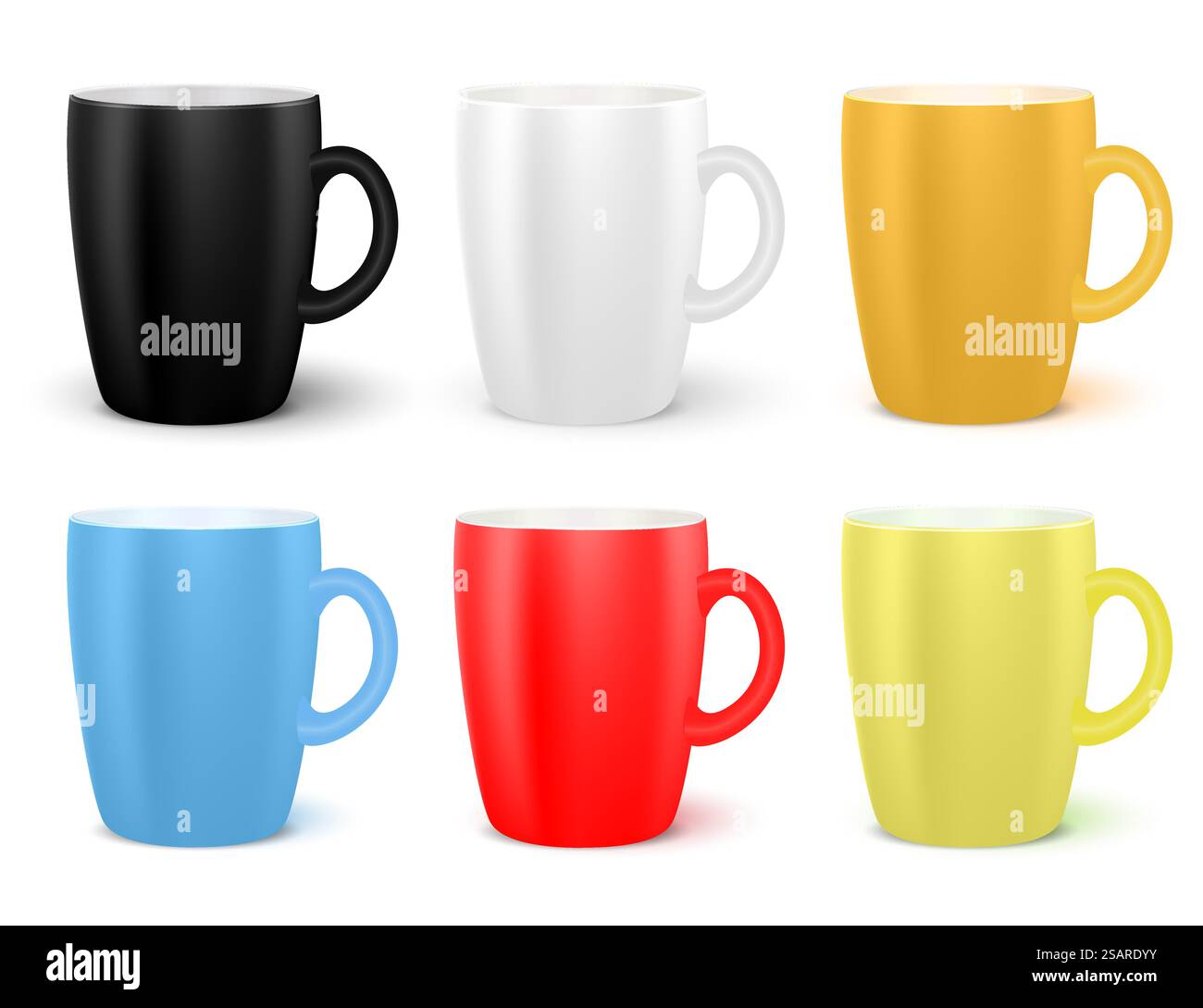 Realistic white cups set isolated on white background. Mugs of various ...