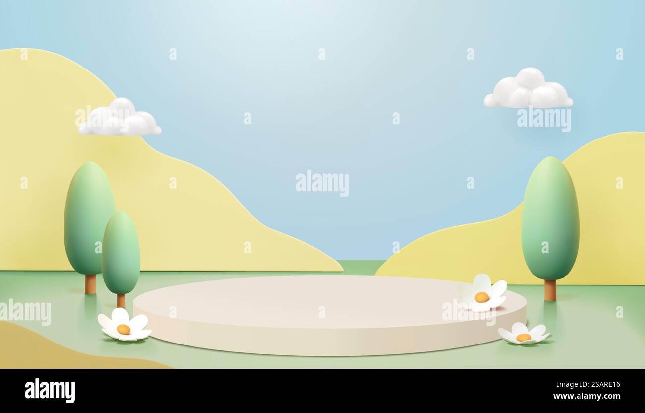 Landscape round tree blue Stock Vector Images - Alamy