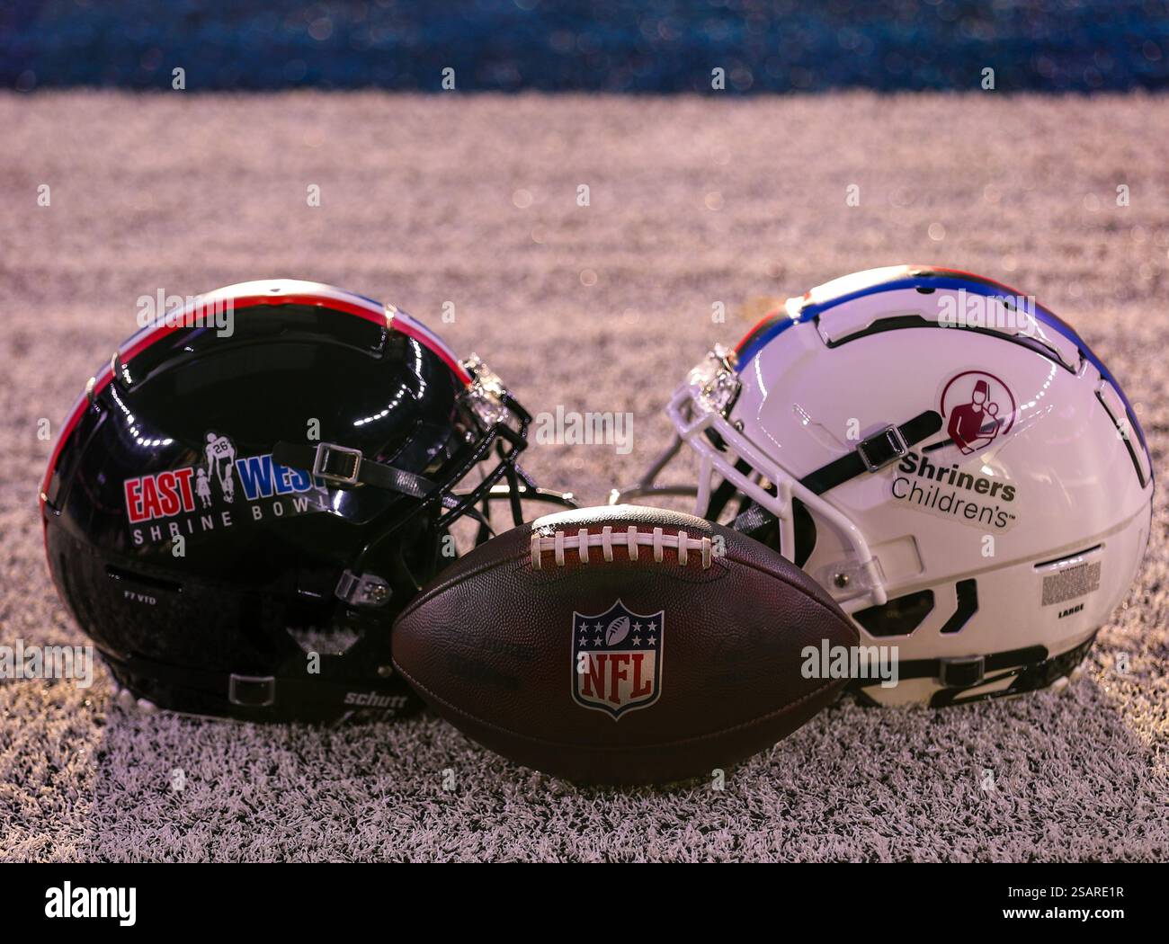 Arlington, Texas, USA. 30th Jan, 2025. Helmets of the 100th East West ...