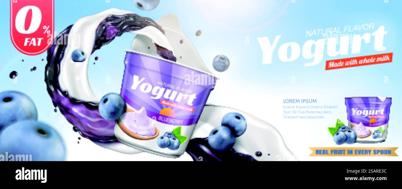 Natural blueberry yogurt banner ads Stock Vector Image & Art - Alamy