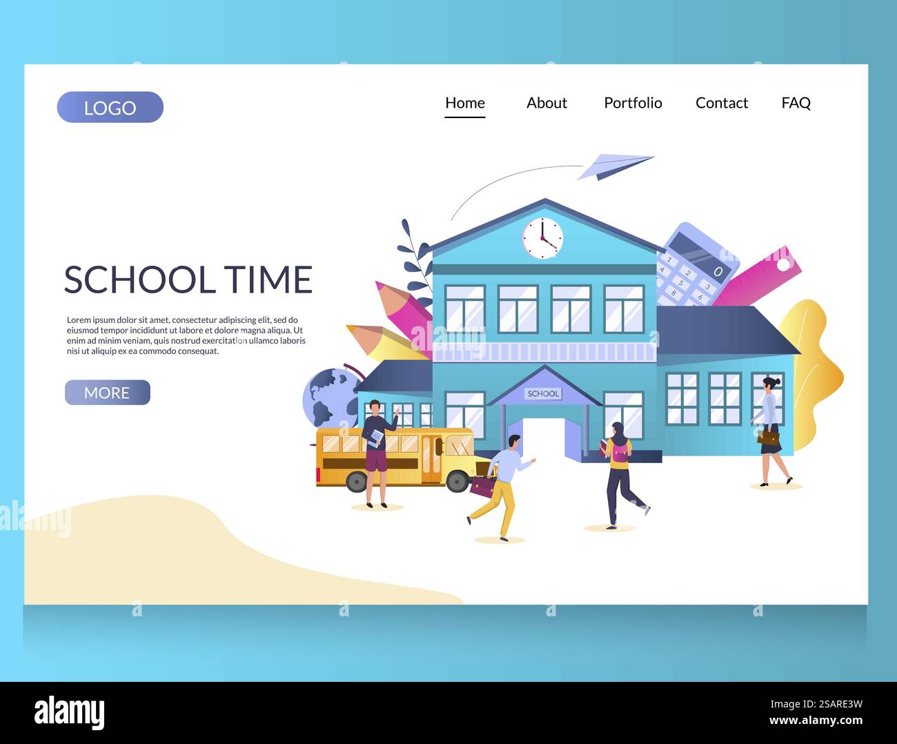 School time vector website template, web page and landing page design ...