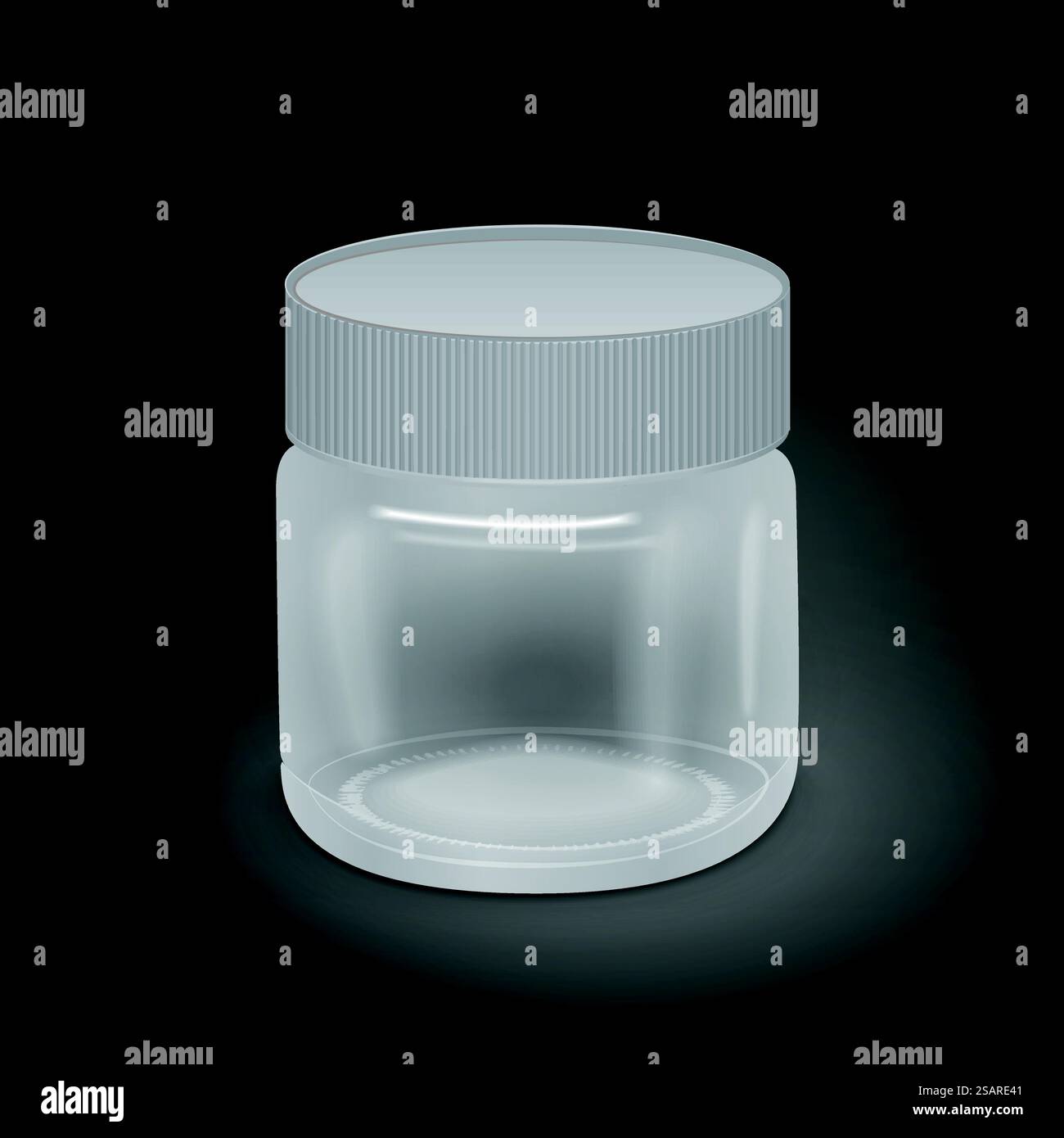 blank translucent canister isolated on black background. 3D illustration.. blank translucent ...