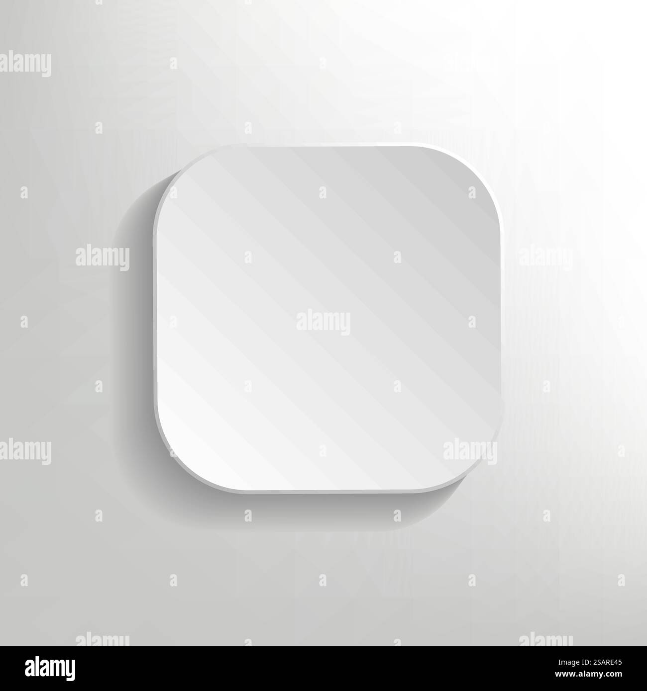 White square frame with round corners on gray wall with shadow. Vector ...