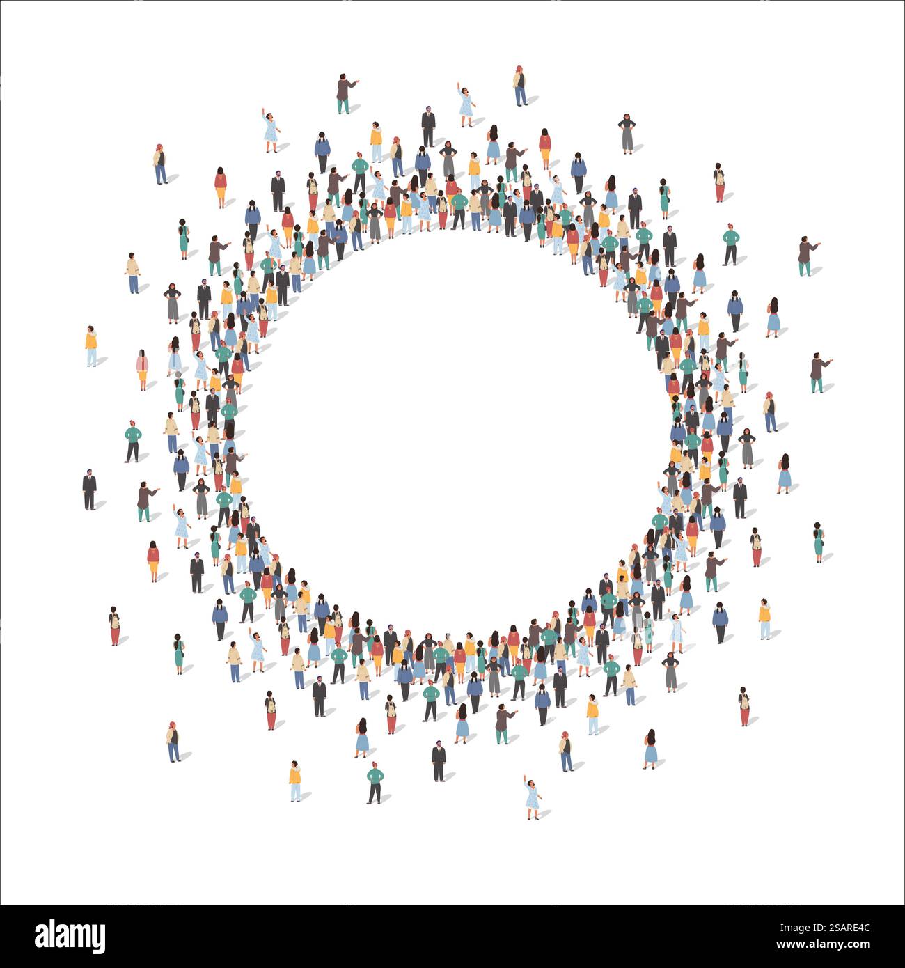 Large group of people forming circle frame standing together hi-res ...