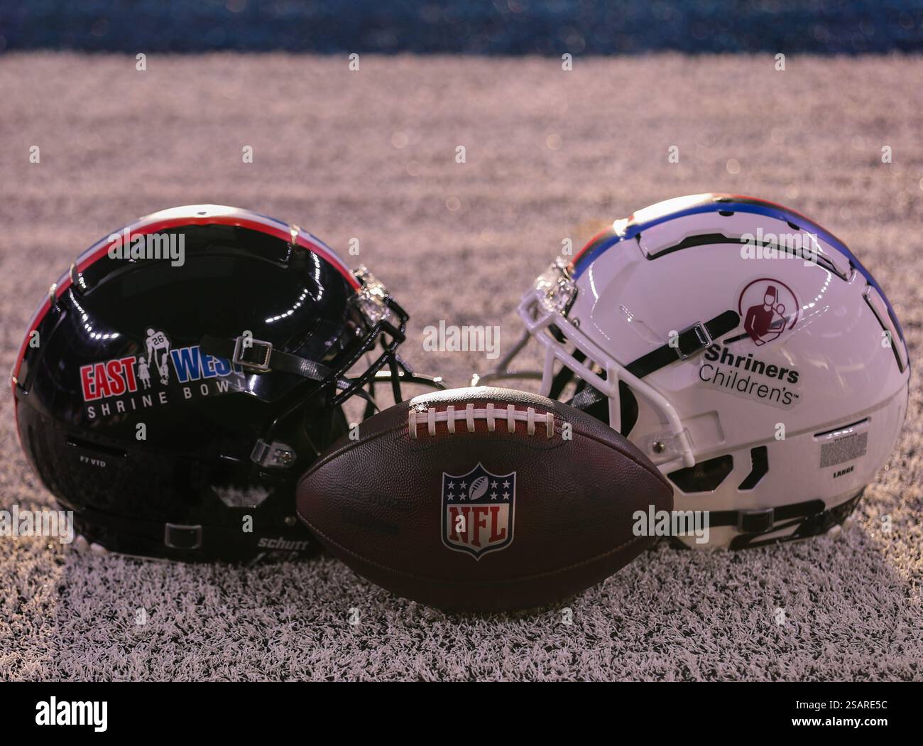 Arlington, Texas, USA. 30th Jan, 2025. Helmets of the 100th East West ...