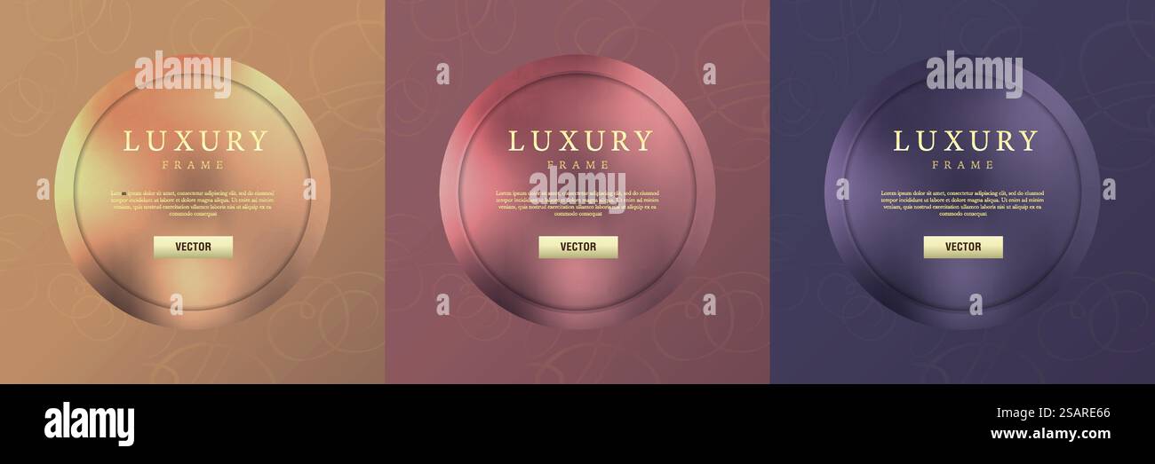Luxury round frame vector set. Labels, banners or buttons templates for ...