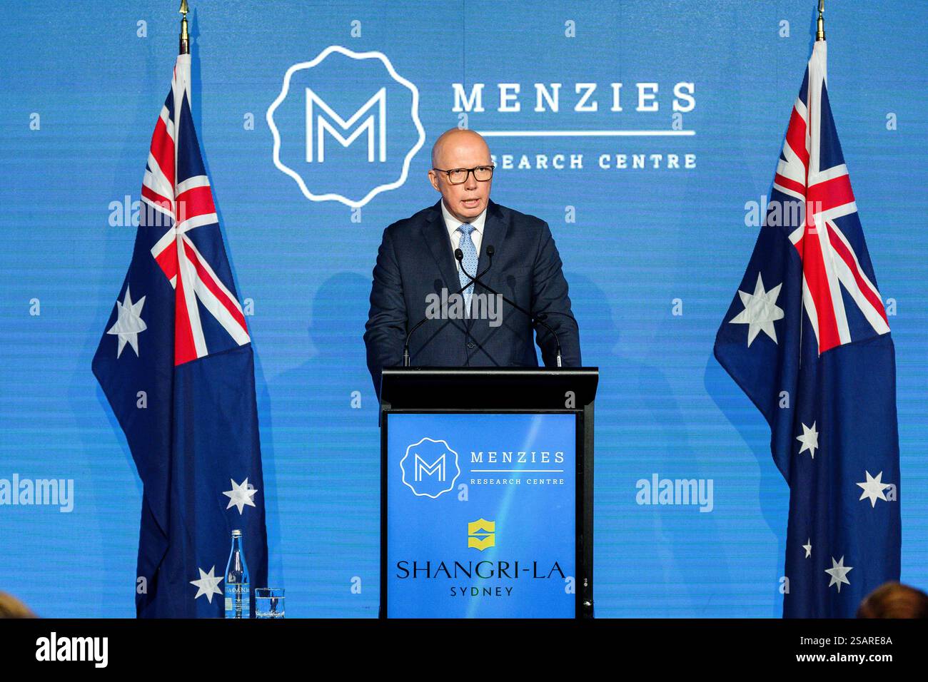Australian Opposition Leader Peter Dutton talks during an address to ...
