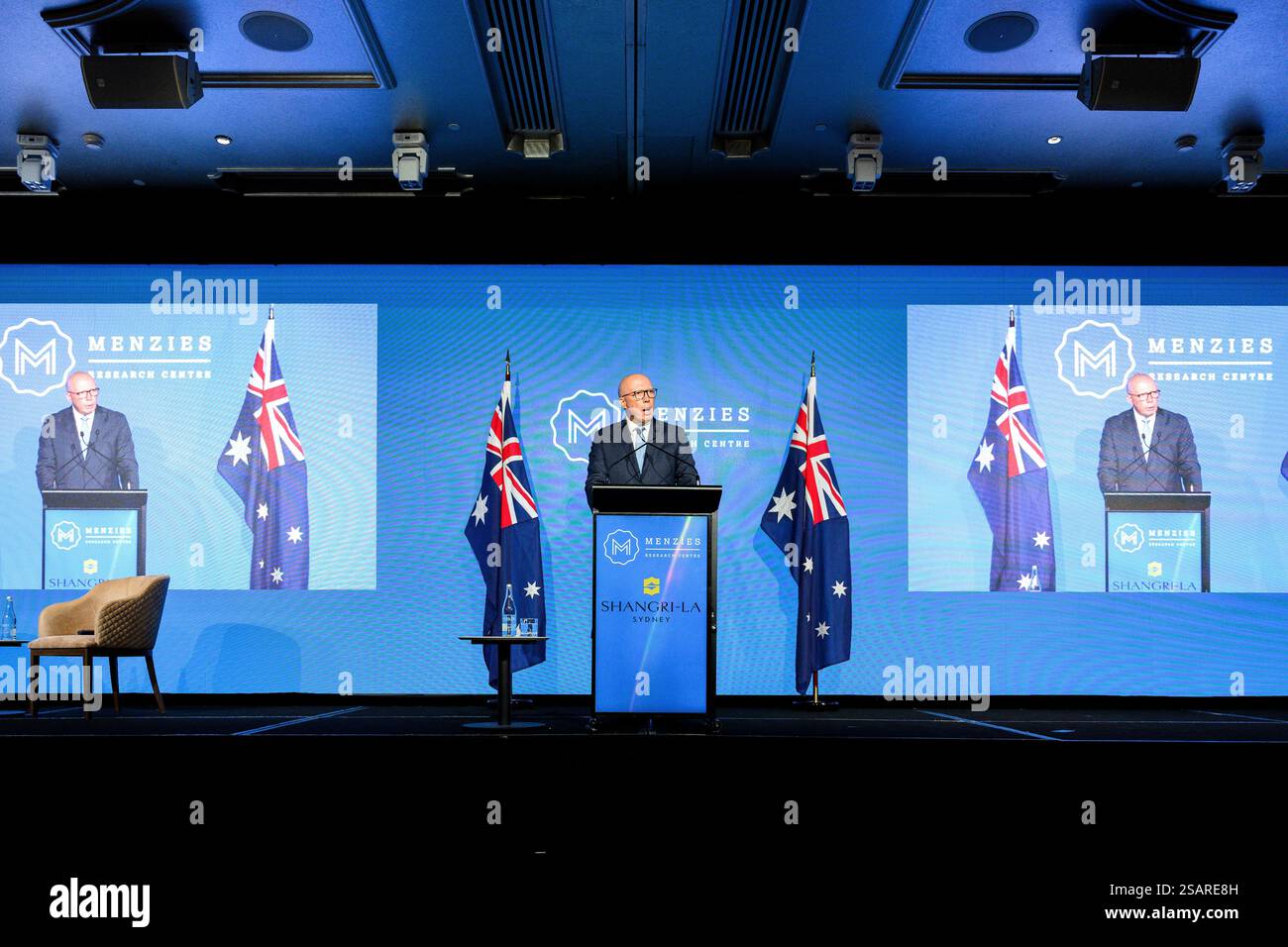 Australian Opposition Leader Peter Dutton talks during an address to ...