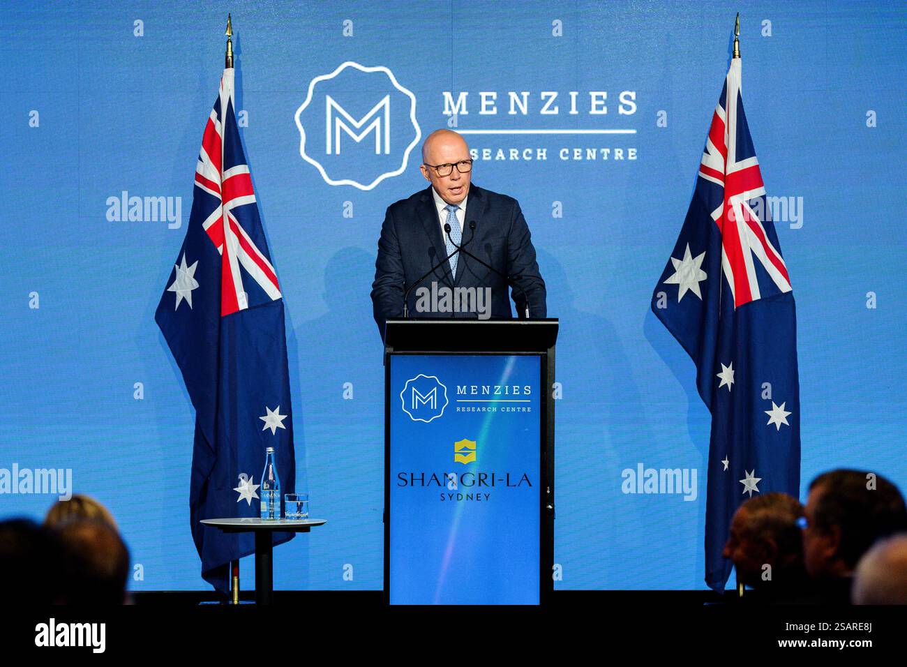 Australian Opposition Leader Peter Dutton talks during an address to ...
