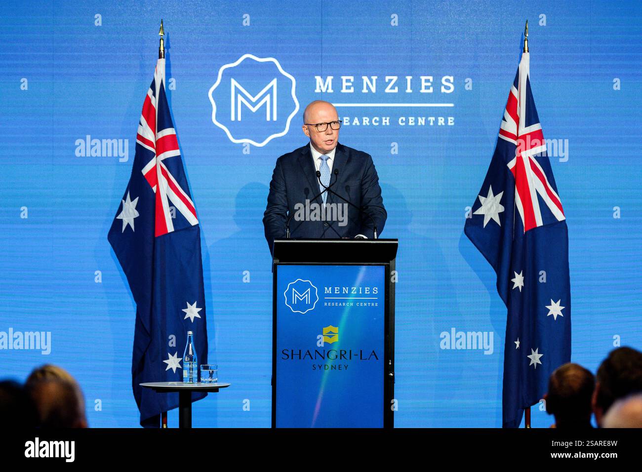 Australian Opposition Leader Peter Dutton talks during an address to ...