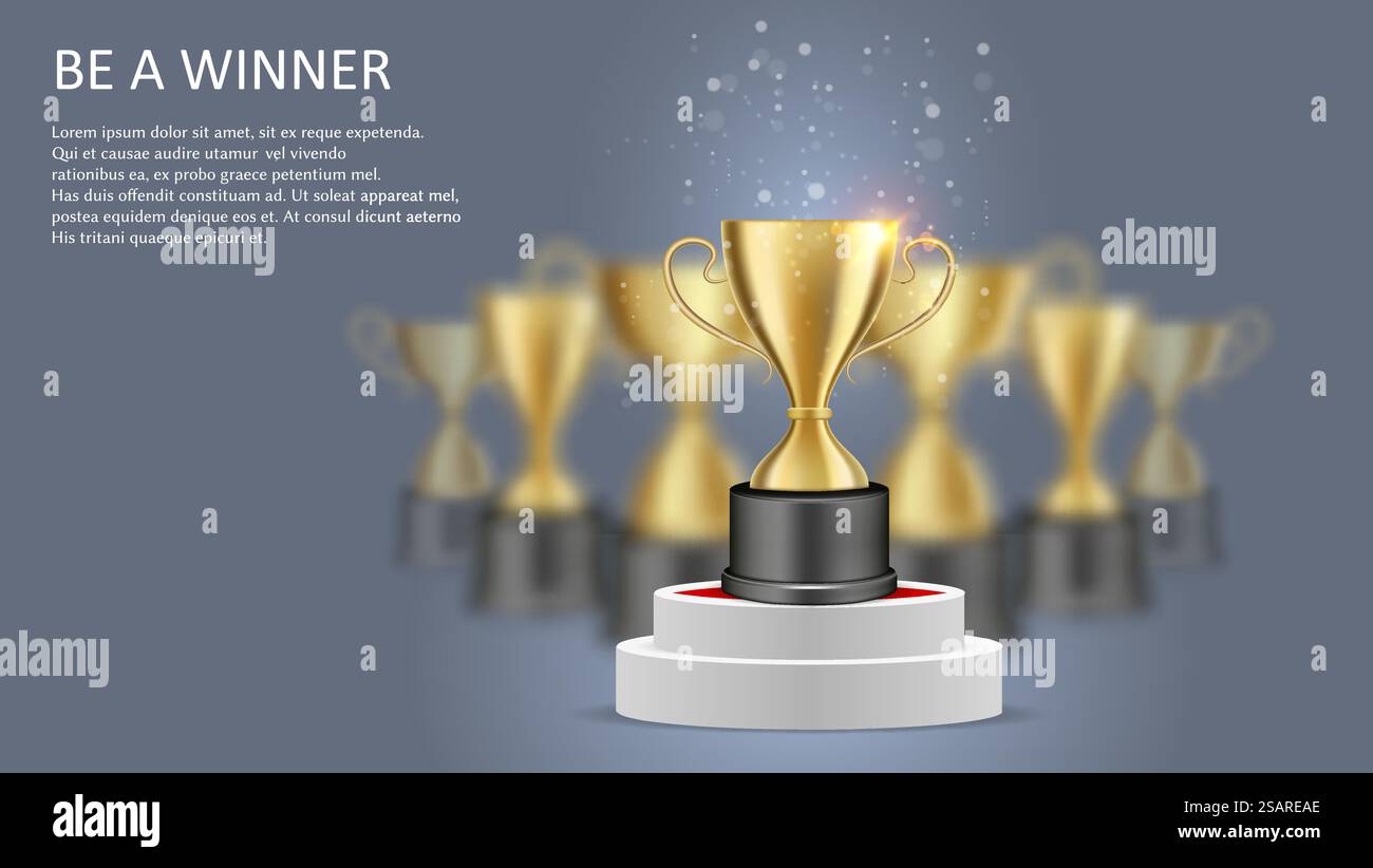 Be a winner poster web banner template. Vector illustration of golden ...