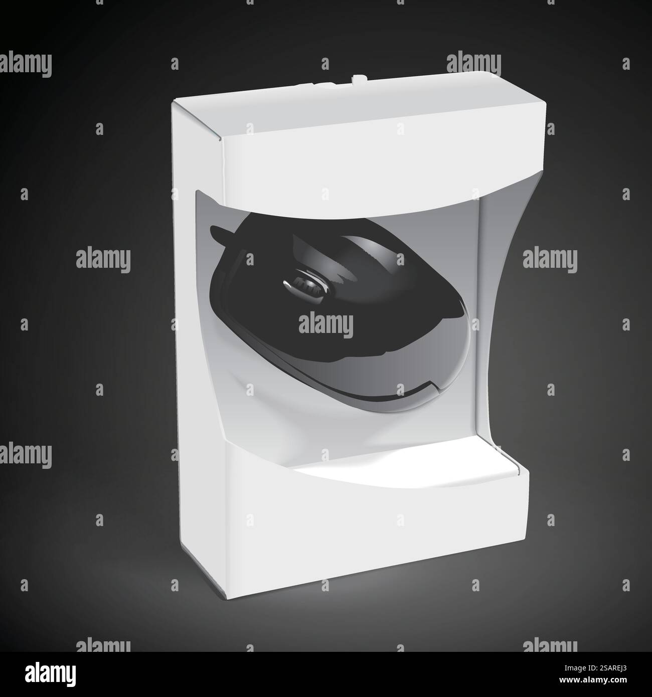 black mouse wrapped in the box isolated on black background. 3D ...