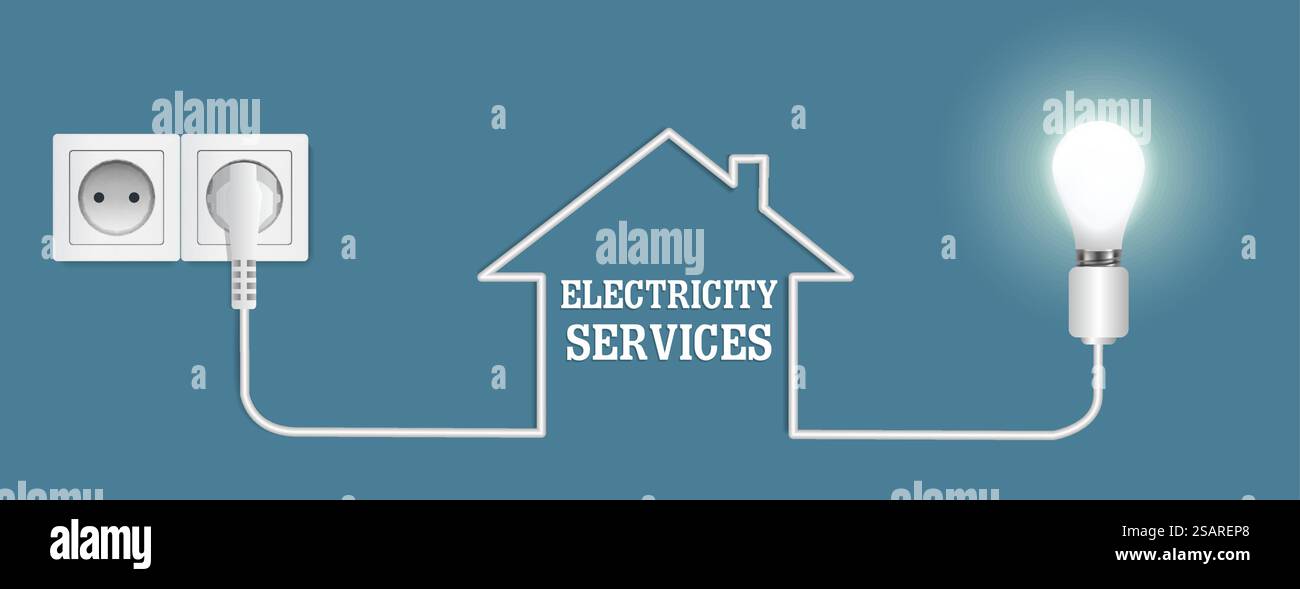 Electricity repair and maintenance services, vector poster banner ...