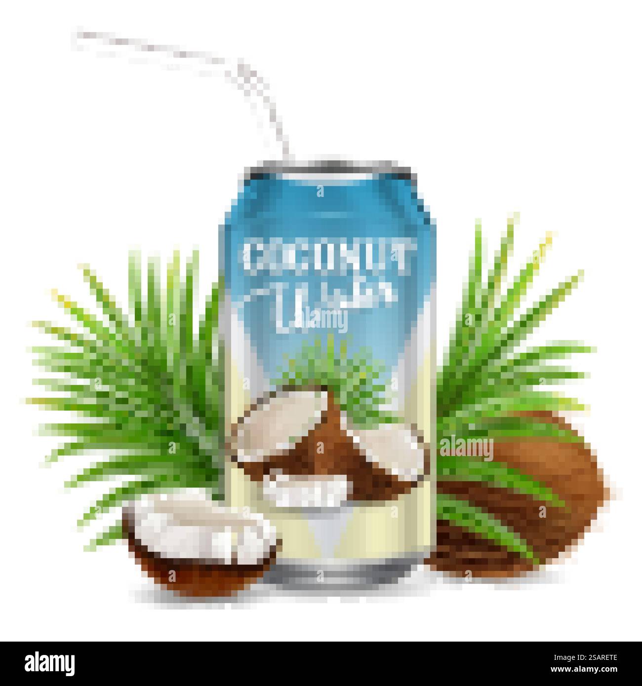 Coconut water vector illustration. Realistic composition of organic ...