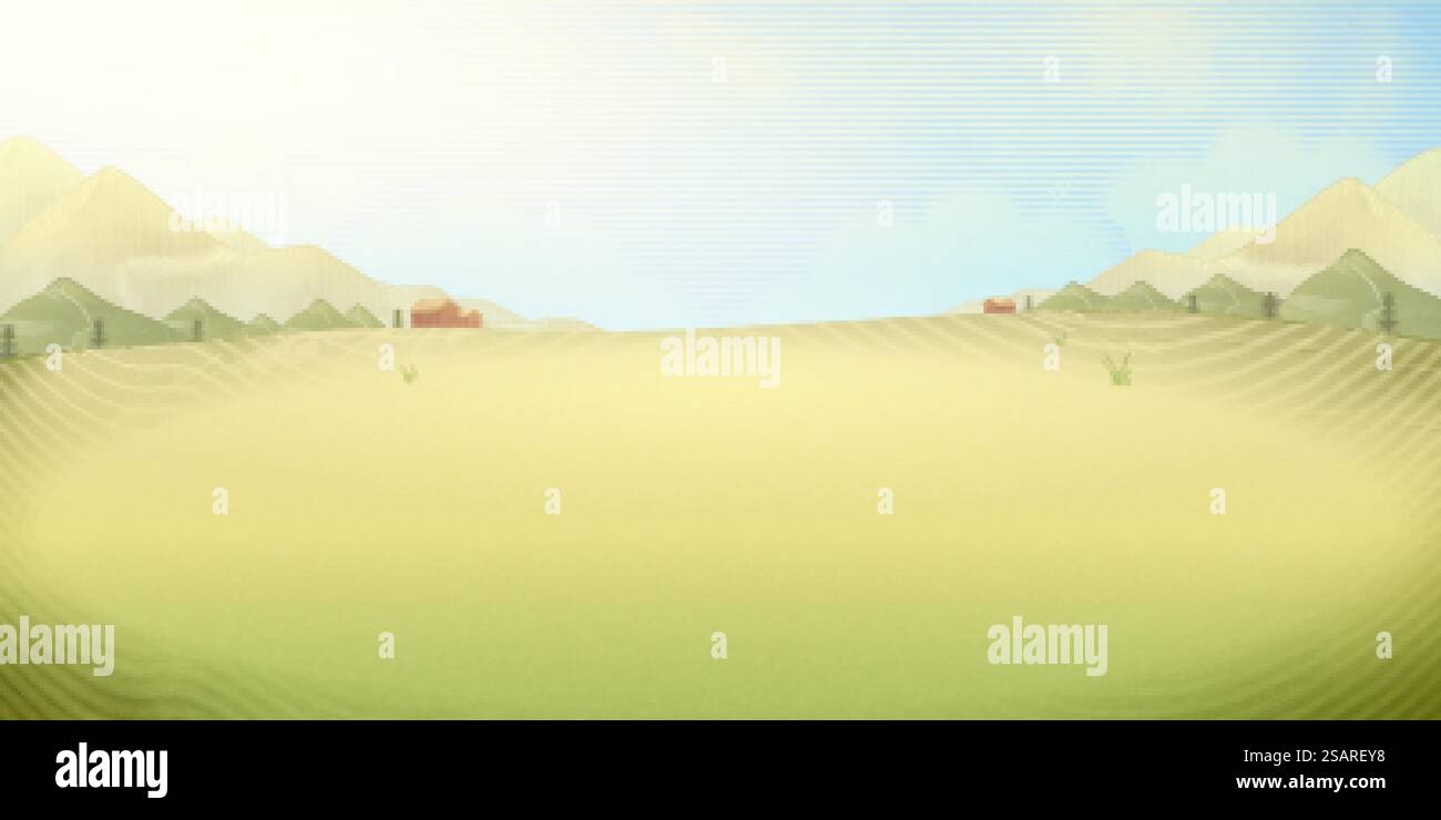 Rural farm scenery background. Hand-drawn illustration in engraving ...