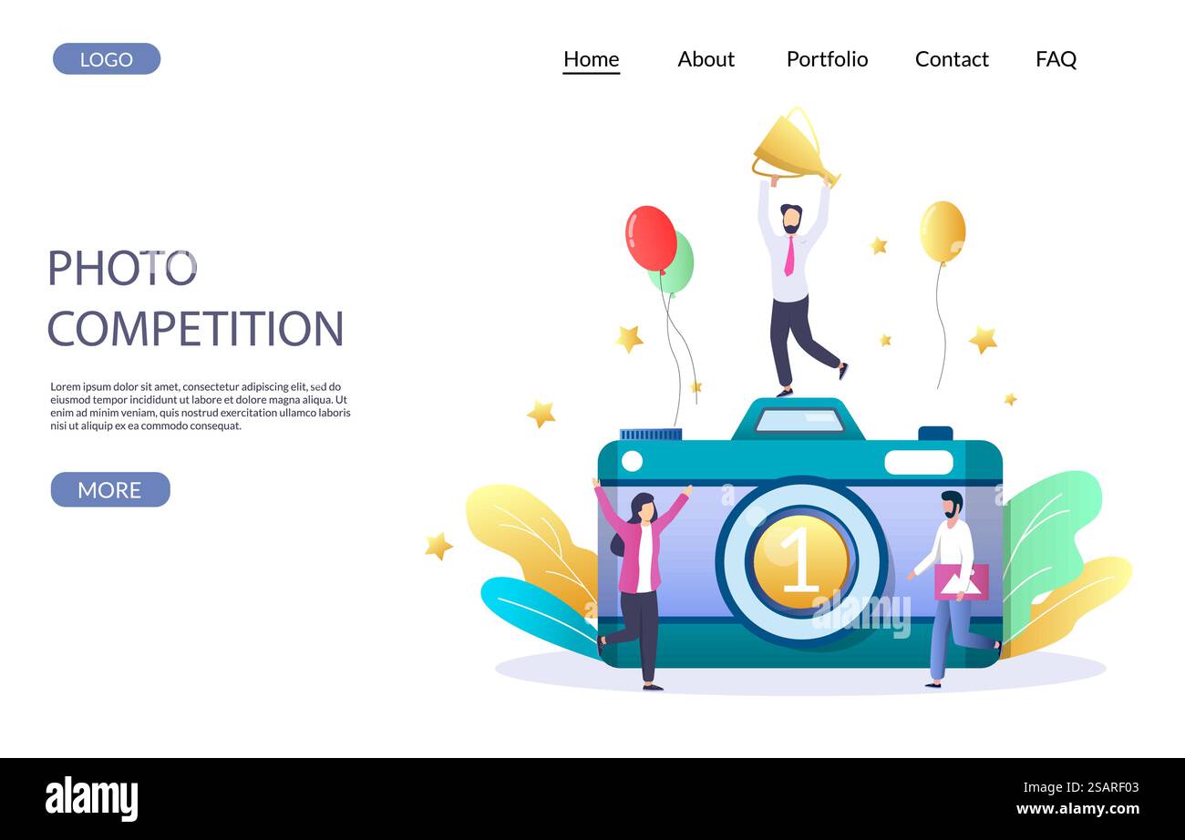 Photo competition vector website template, web page and landing page ...