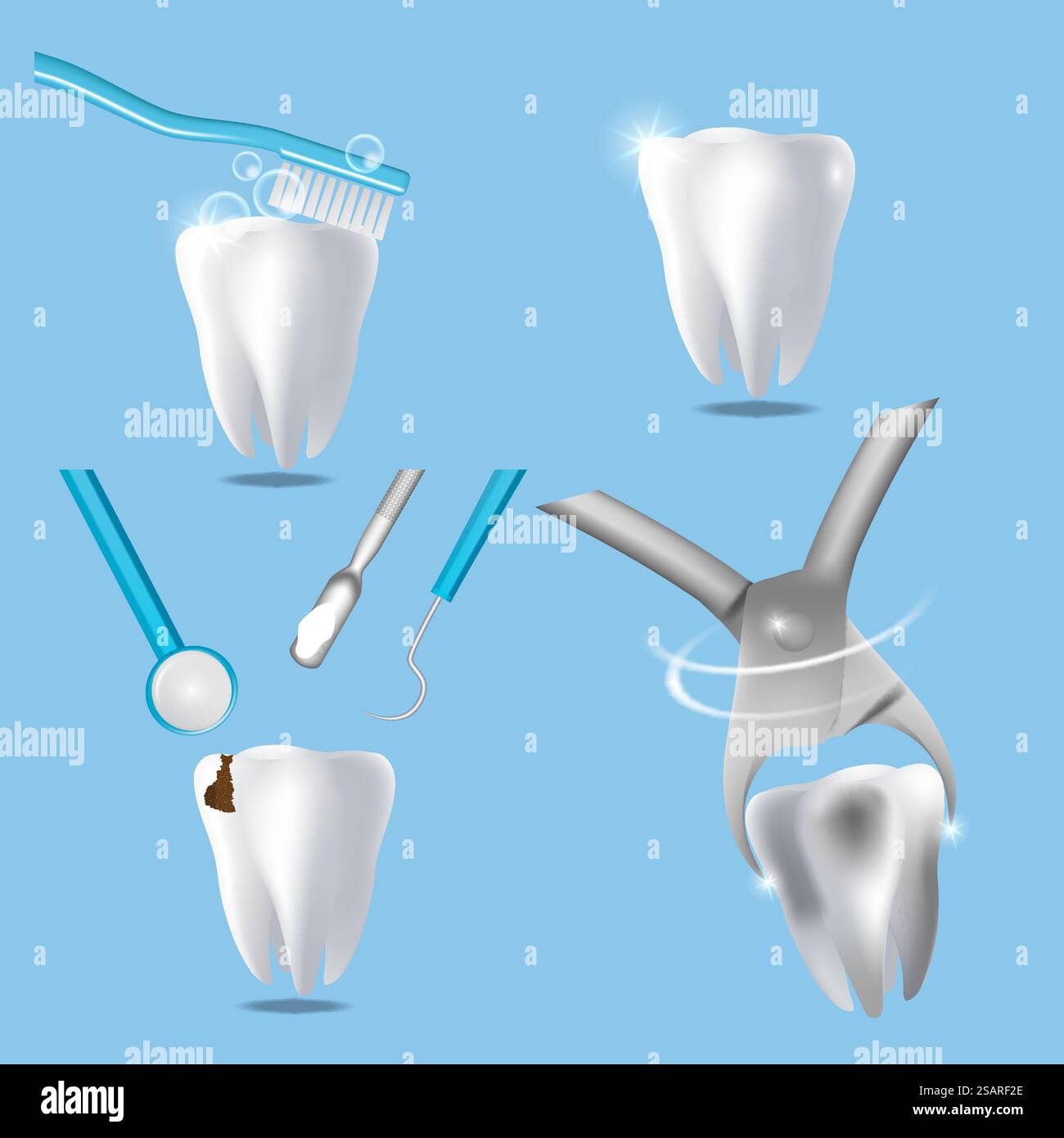 Dental services, vector isolated illustration. White brilliant healthy ...
