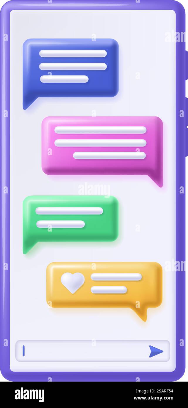 Mobile chat. Text messages bubbles on smartphone screen, communication ...