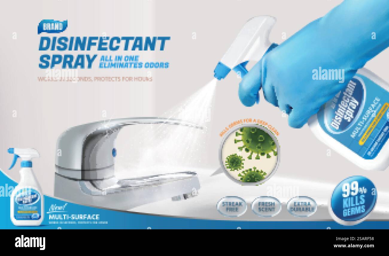 Disinfectant spray ad template Stock Vector Image & Art - Alamy