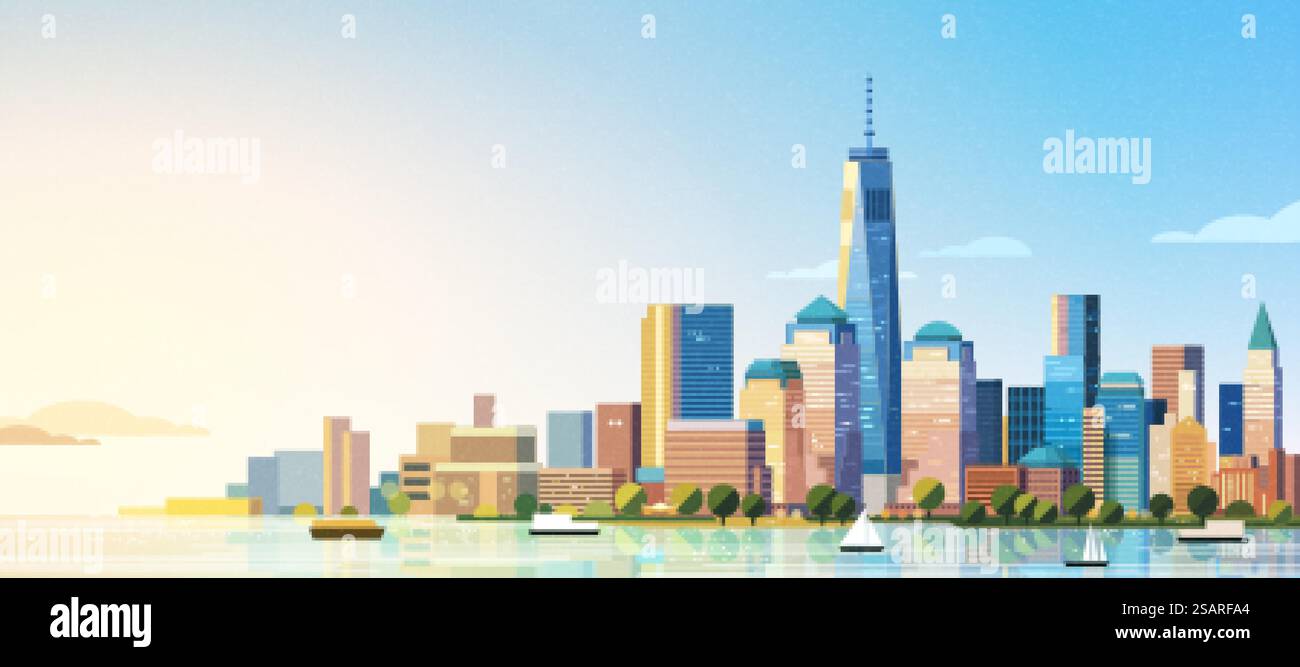 Manhattan west skyline scene Stock Vector Image & Art - Alamy