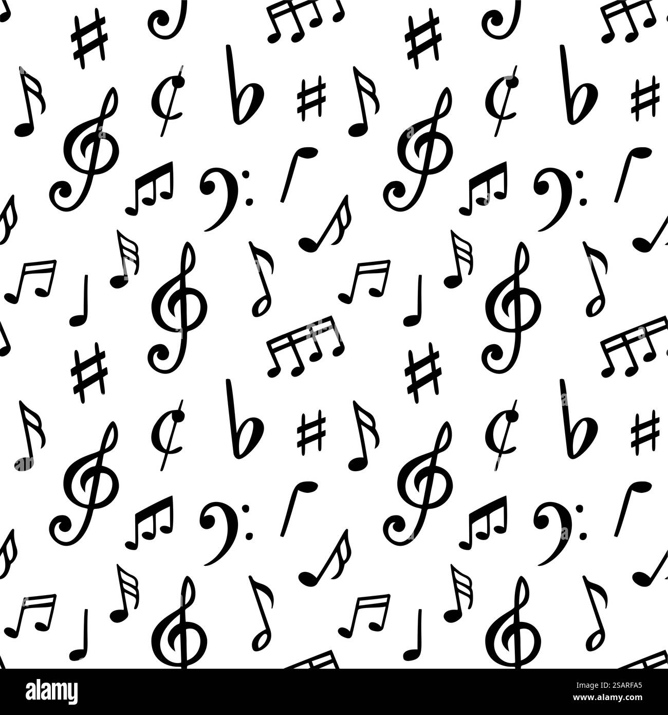 Music notes pattern seamless song notation sheet symbols hi-res stock ...
