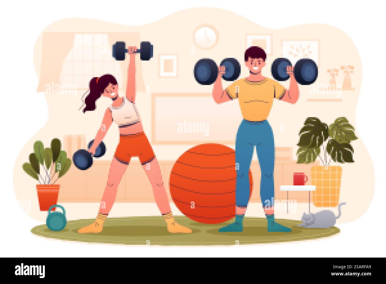 Men women doing workout Stock Vector Images - Alamy