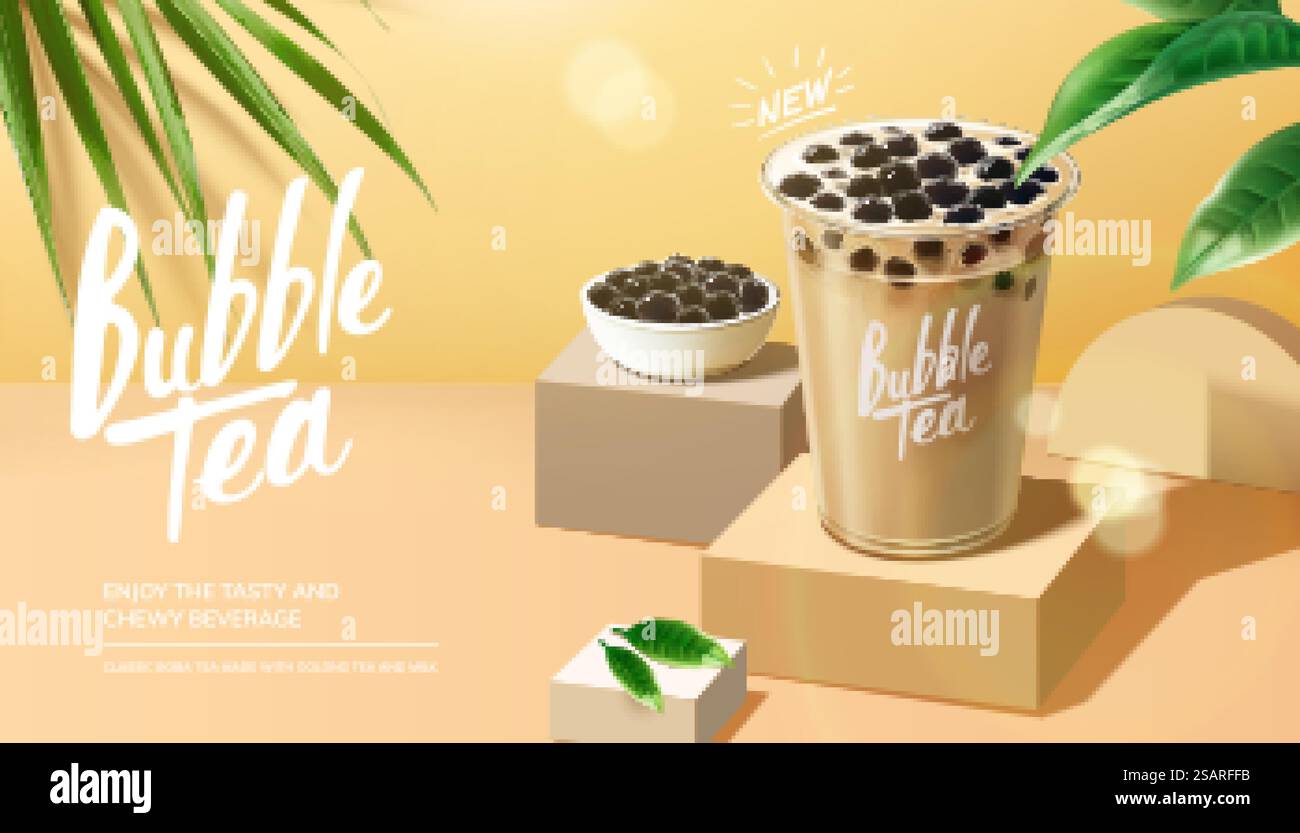 Bubble milk tea advertisement Stock Vector Image & Art - Alamy