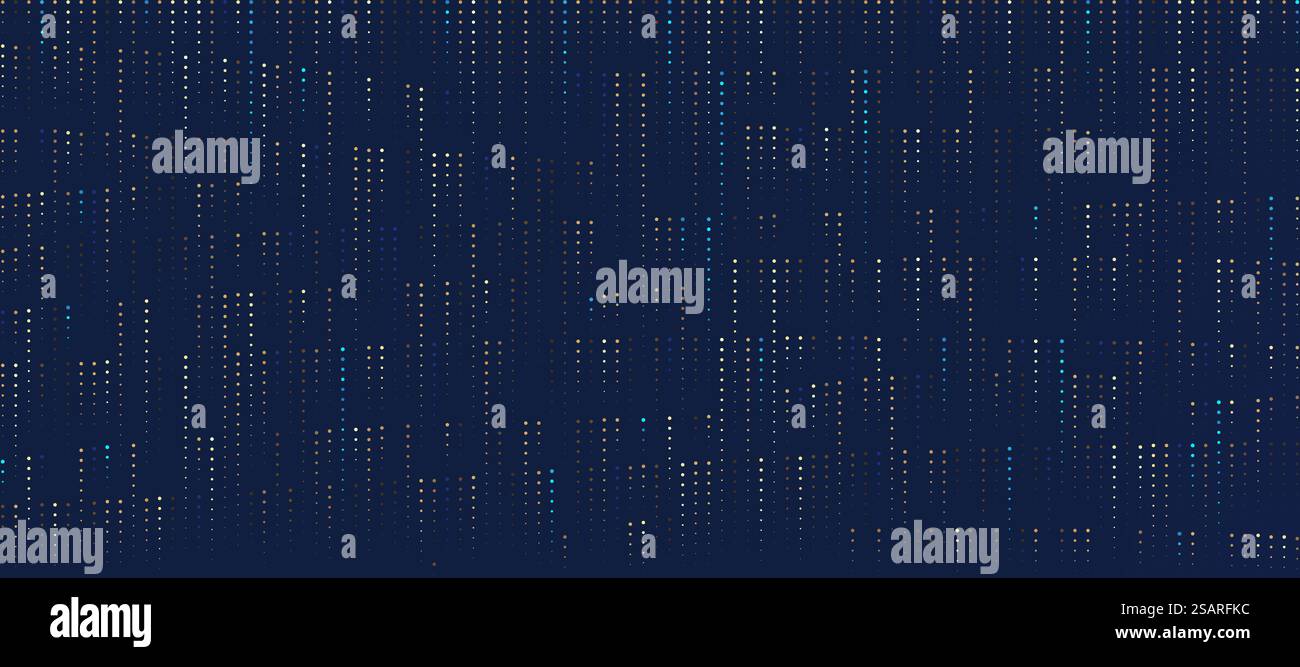 Abstract minimal golden and blue random dotted pattern on dark blue ...