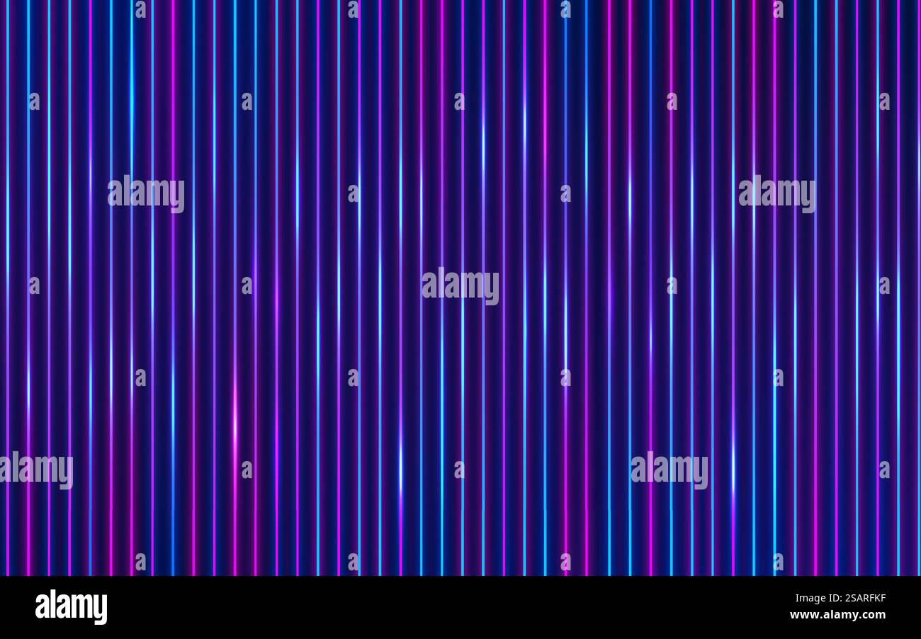 Red and blue perspective vertical glowing neon light on dark blue ...