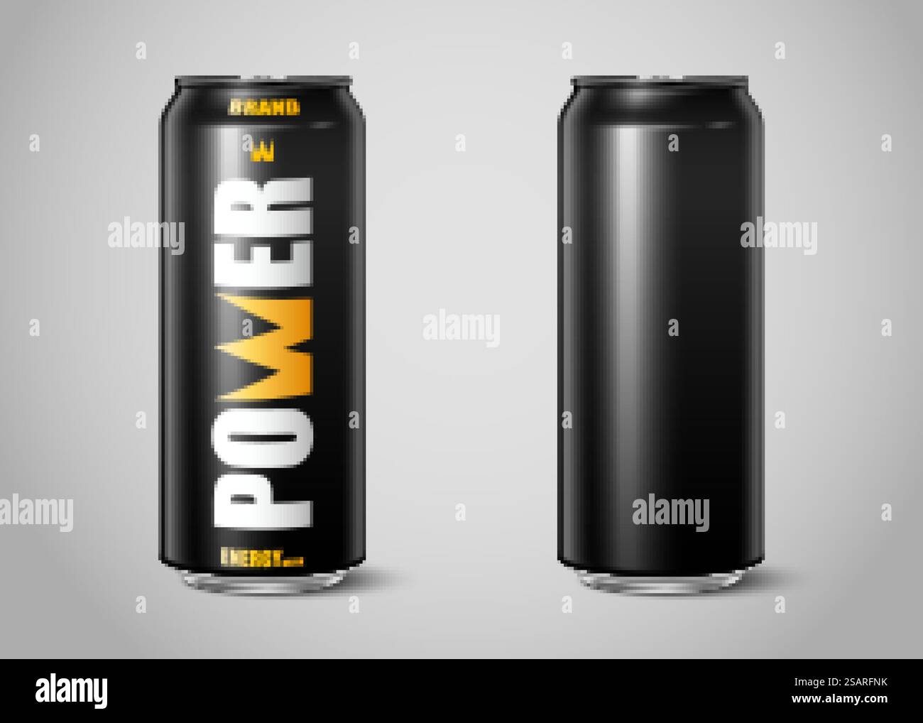 Power energy drink can package design in 3d illustration on a grey ...