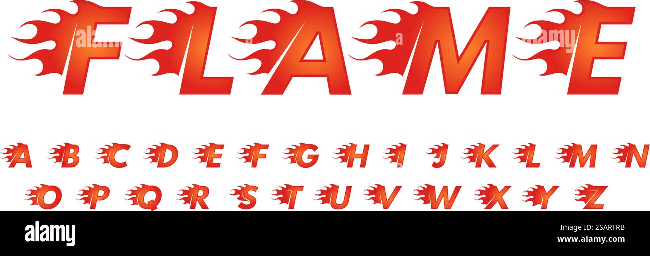 Flame font. Alphabet for fast speed cars race lettering, hot heat ...