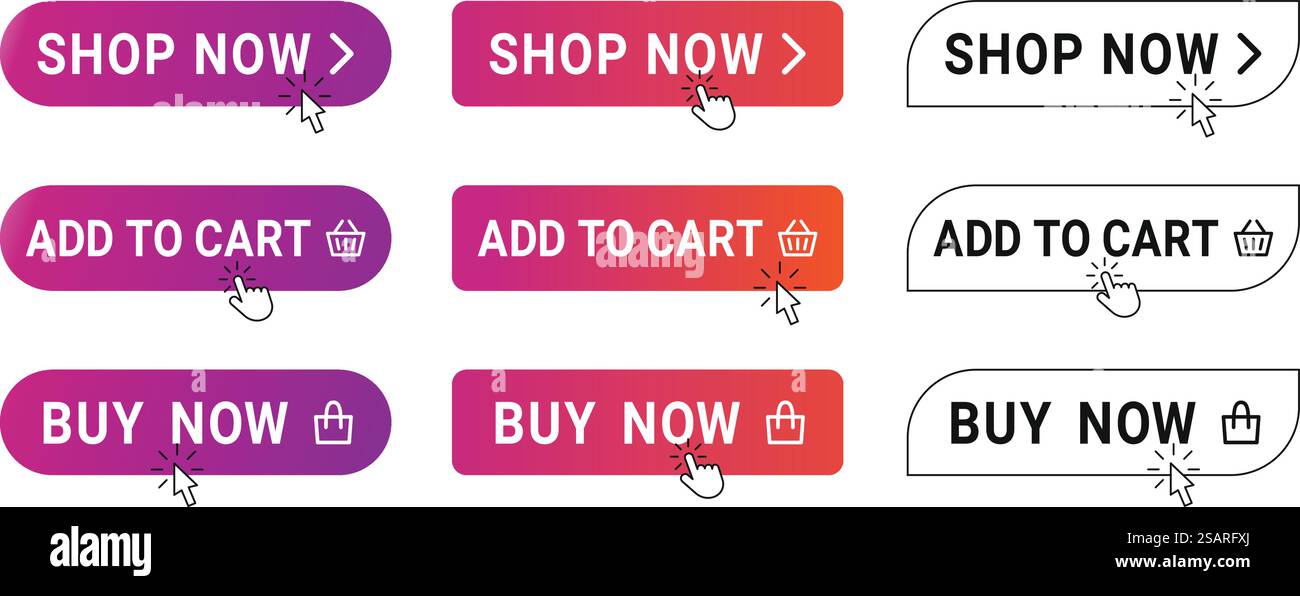 Buy buttons shop now banner with mouse click hi-res stock photography ...