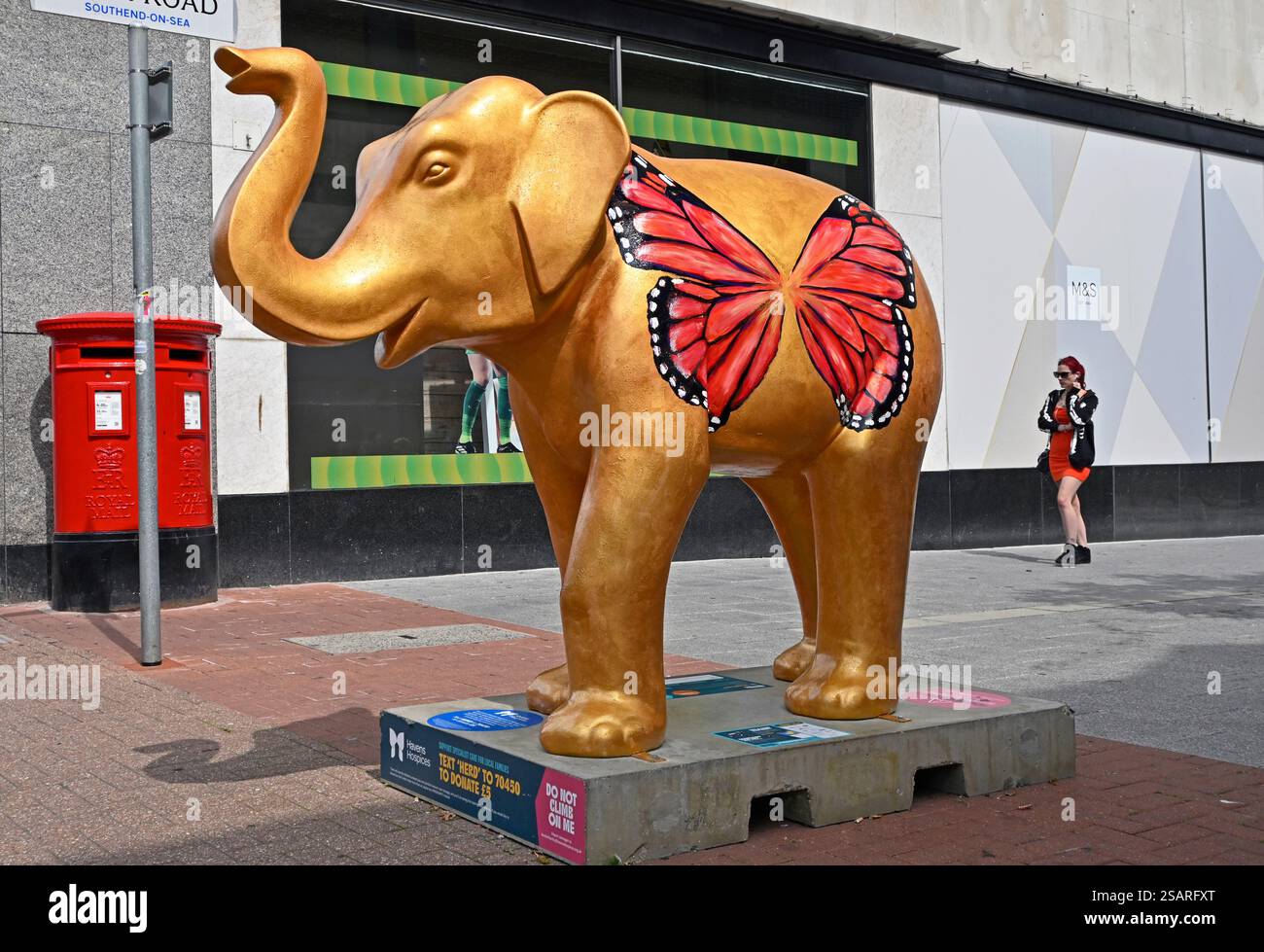 Herd in the City. An elephant stands on a plinth where York Road meets ...
