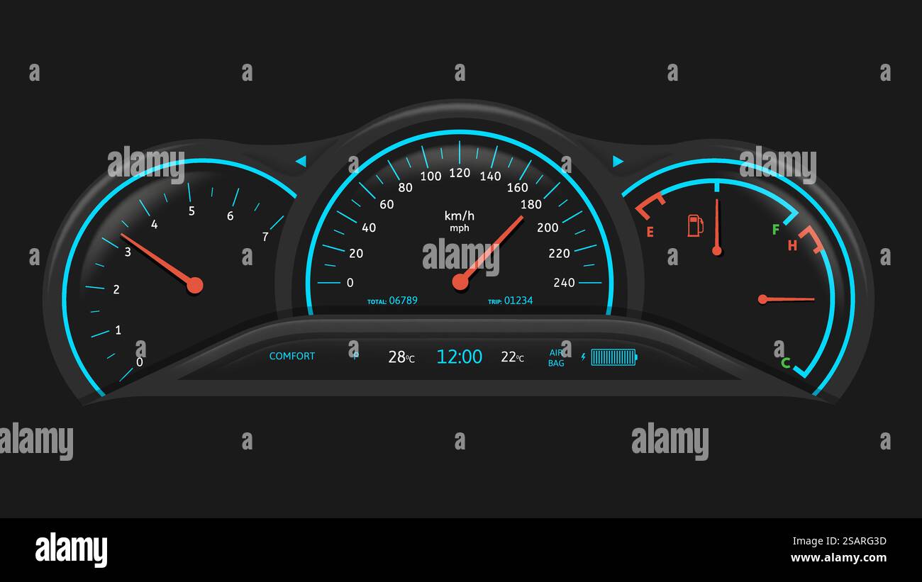 Car dashboard vehicle performance monitoring indicators and gauges hi ...