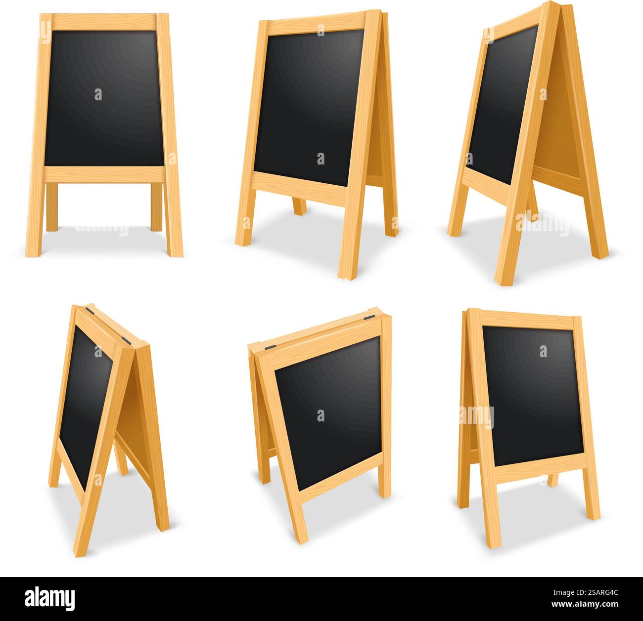 Outdoor chalk menu blackboards mockup empty wooden blackboard display ...