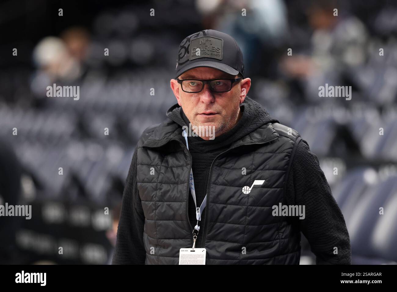 Utah Jazz general manager Justin Zanik looks on before an NBA ...
