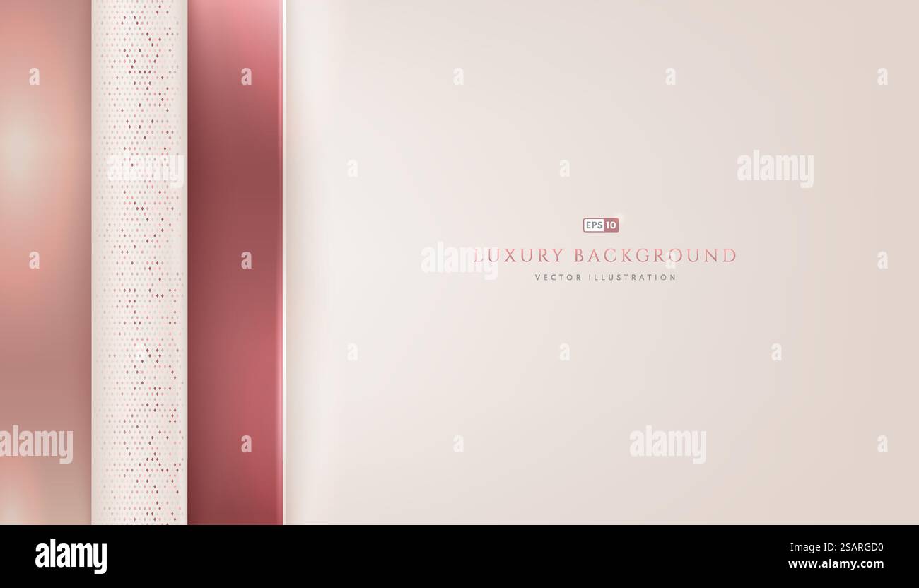 Abstract pink gold geometric overlapping on cream, white color background with space for your ...