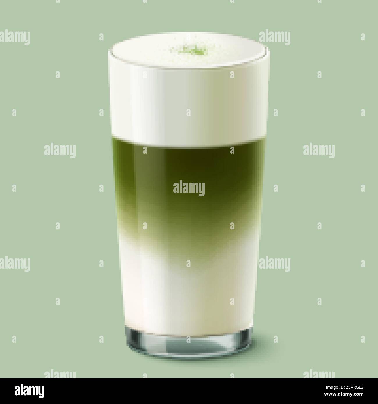 Japanese matcha latte glass cup mockup in 3d illustration, isolated on ...