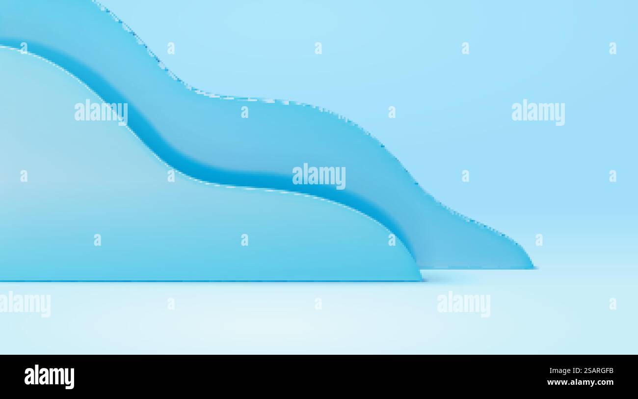 3d blue scene design with wave shape board. Suitable for summer product ...