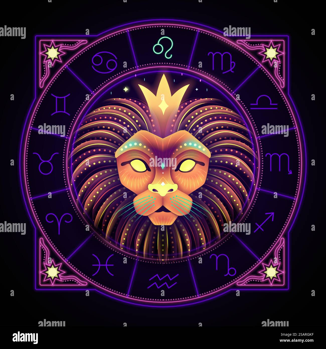 Leo zodiac sign represented by the lion head as the king of the ...
