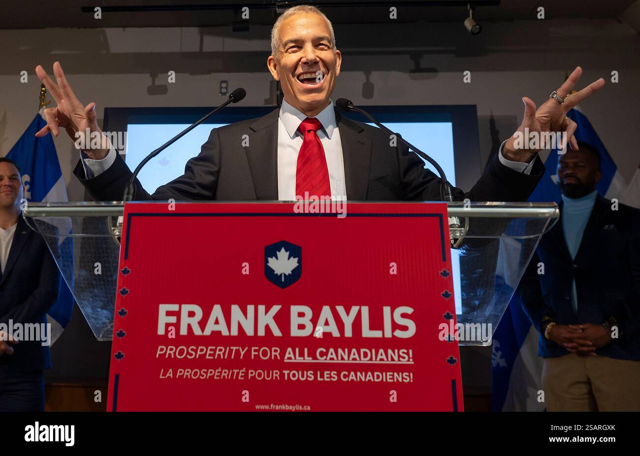 Montreal, Canada. 30th Jan, 2025. Liberal leadership candidate Frank Baylis speaks to supporters ...