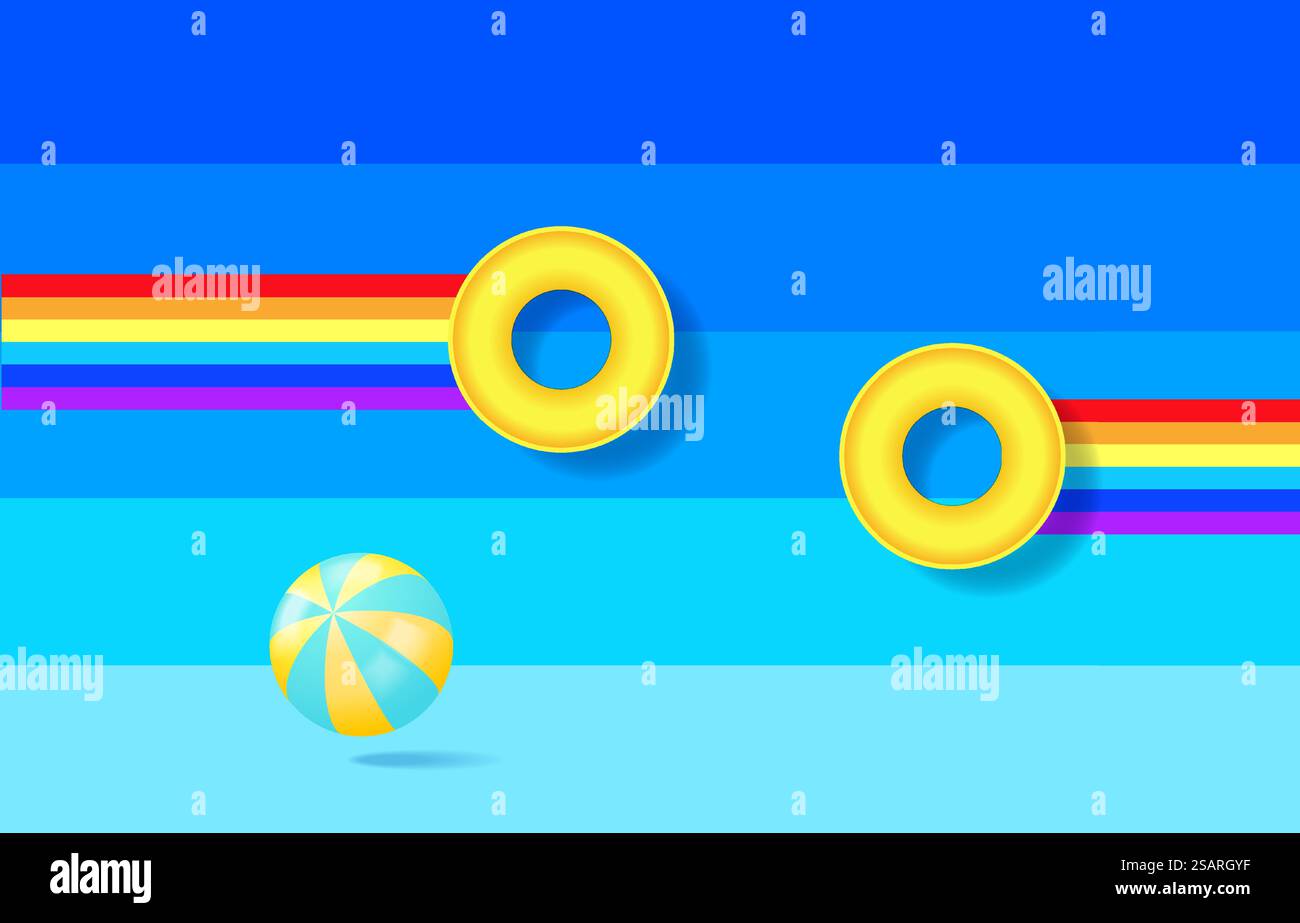 Summer background product display scene with sky and colorful strips ...