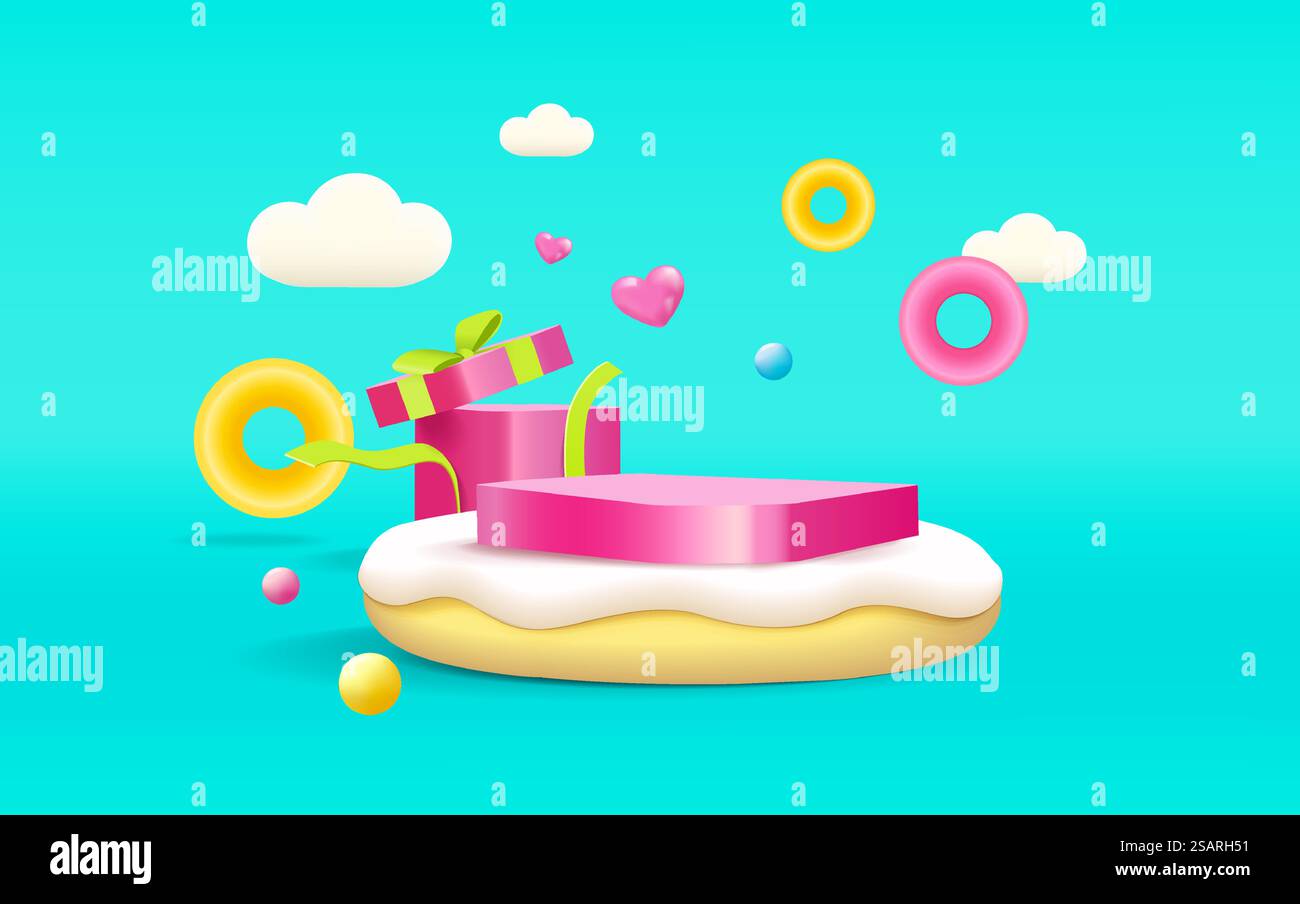 3d gift box podium display present product open modern platform for ...