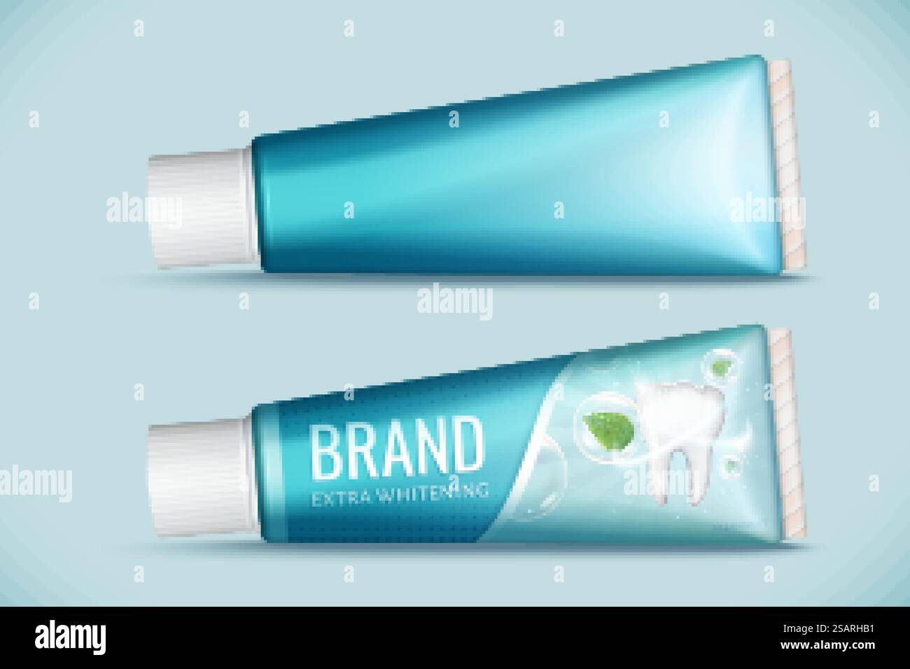 Realistic toothpaste mock-up isolated on light blue background, one ...