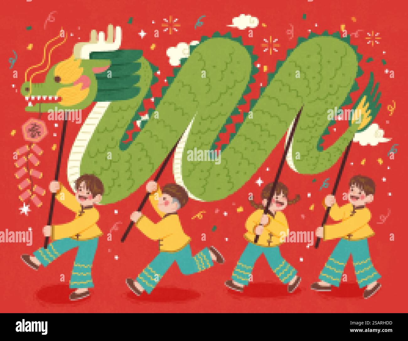 CNY dragon dance illustration Stock Vector Image & Art - Alamy