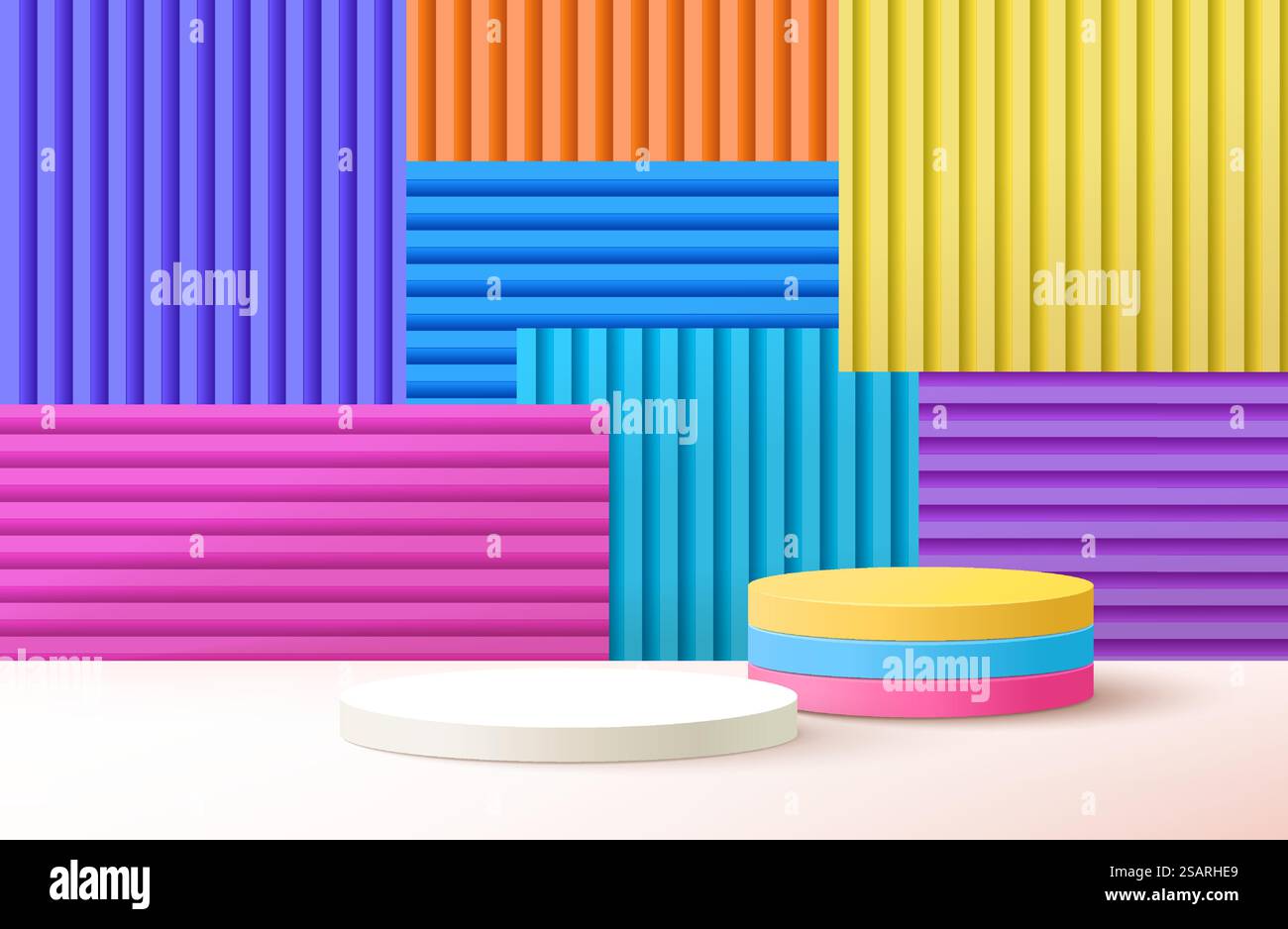 Abstract colorful geometric shape background, modern minimalist mock up for podium display or ...