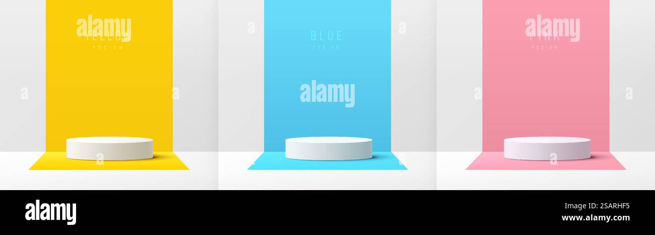 Yellow 3d podium cylinder Stock Vector Images - Alamy
