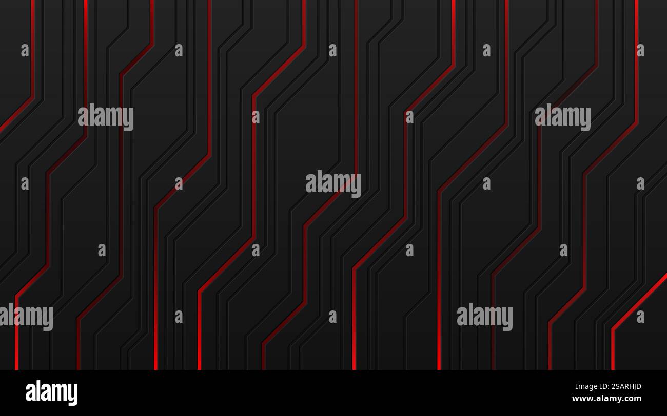 Dynamic red light on black metallic cyber geometric design in circuit ...