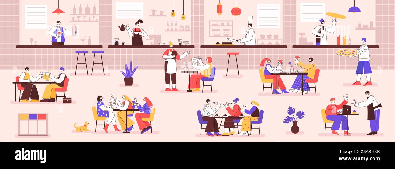 Busy cafe inside Stock Vector Images - Alamy